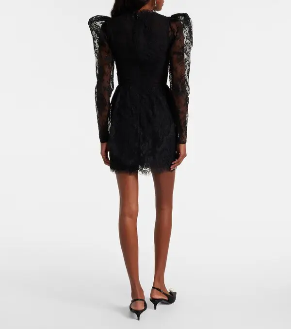 Alessandra Rich Lace Minidress With Bow Detail