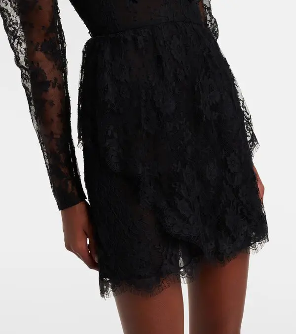 Alessandra Rich Lace Minidress With Bow Detail