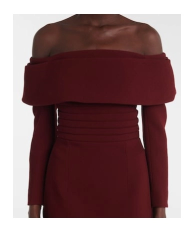 EMILIA WICKSTEAD Derika Off-shoulder Crêpe Midi Dress - Brown