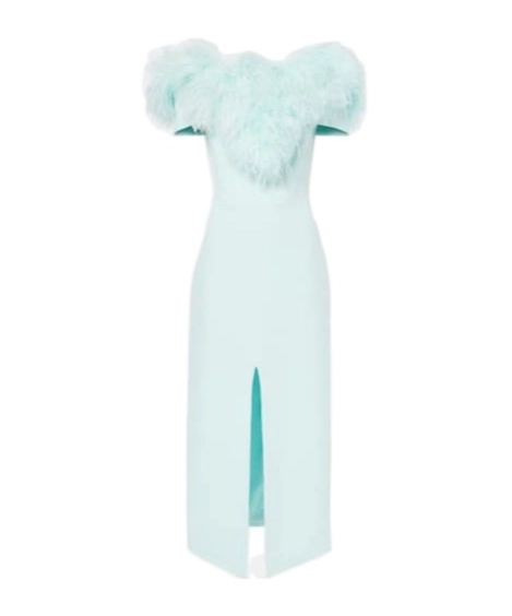 David Koma Off-shoulder Feather-trimmed Midi Dress - White
