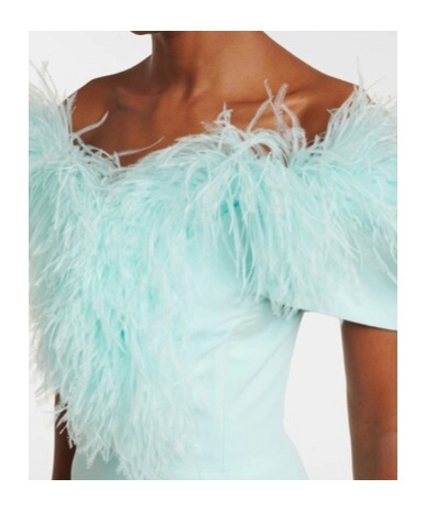 David Koma Off-shoulder Feather-trimmed Midi Dress With Slit Detail