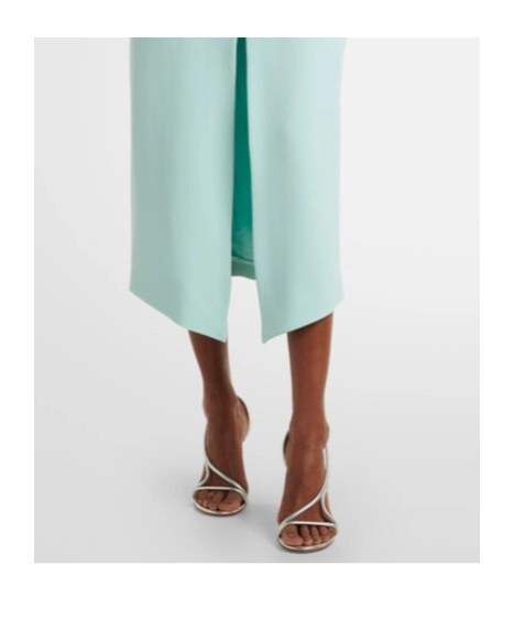 David Koma Off-shoulder Feather-trimmed Midi Dress With Slit Detail