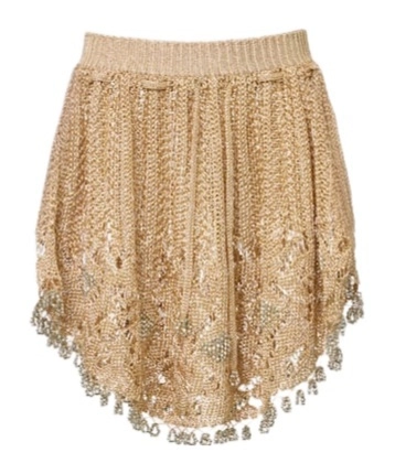 Rabanne Crochet Embellished Lamé Miniskirt - Nude