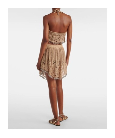 Rabanne Crochet Embellished Lamé Miniskirt