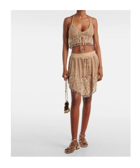 Rabanne Crochet Embellished Lamé Miniskirt