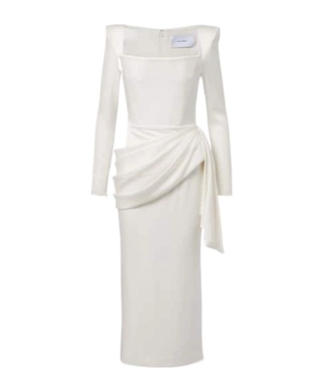 Alex Perry Bridal Draped Crepe Satin Bustier Gown