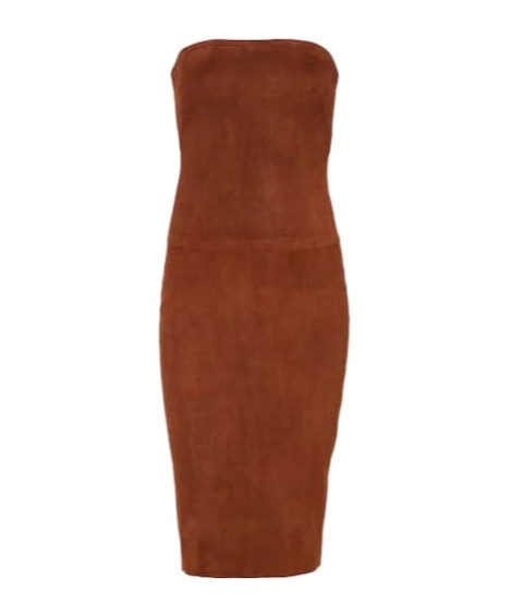 Stouls Monica Strapless Suede Midi Dress