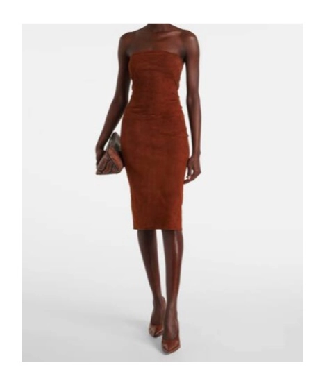 Stouls Monica Strapless Suede Midi Dress