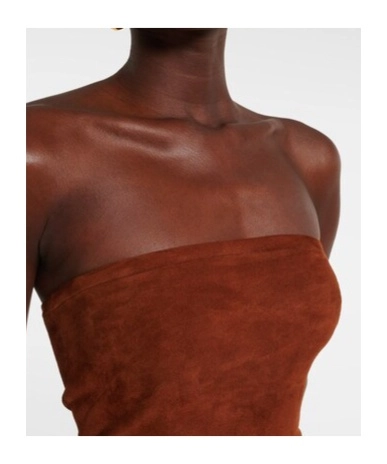 Stouls Monica Strapless Suede Midi Dress