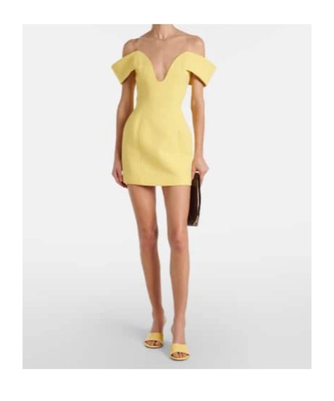 David Koma Off-shoulder Wool Crêpe Minidress