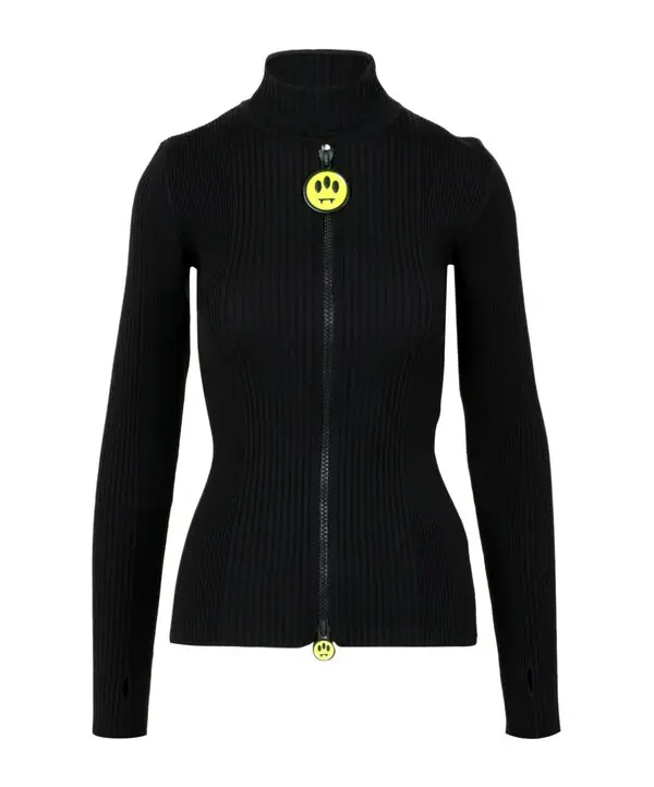 BARROW Ribbed-knit Zip-up Cardigan