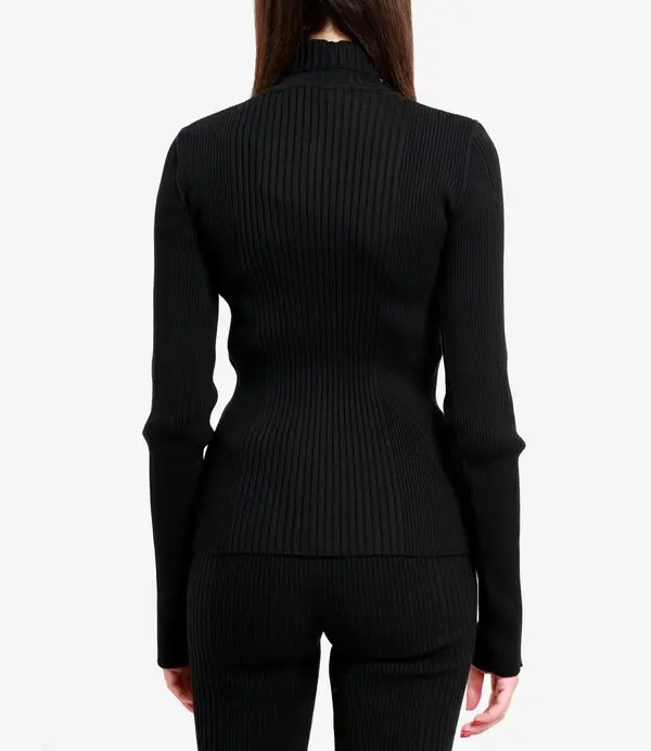 BARROW Ribbed-knit Zip-up Cardigan