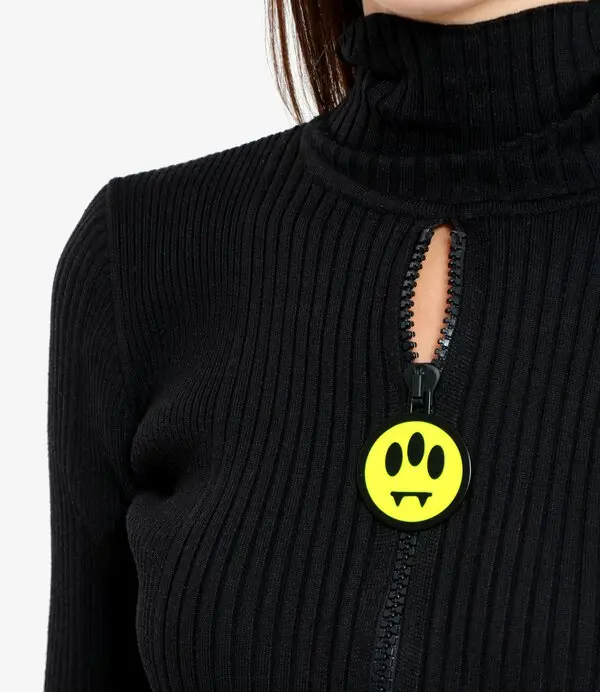 BARROW Ribbed-knit Zip-up Cardigan