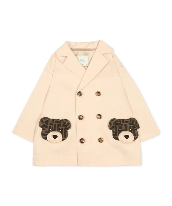 Fendi Button Appliqued Double Breasted Coat
