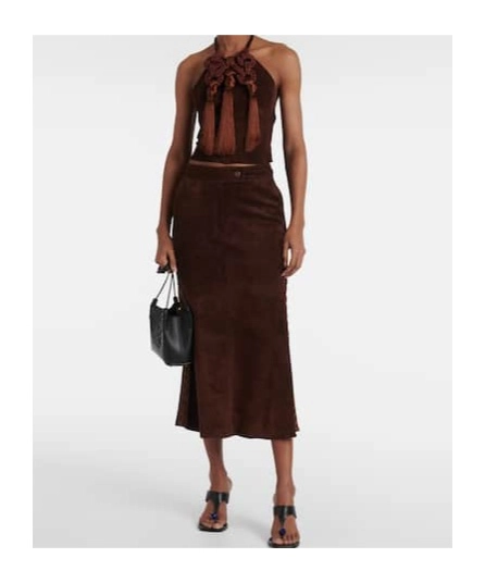 Johanna Ortiz Leather Halter Top With Tassel Detail