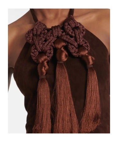 Johanna Ortiz Leather Halter Top With Tassel Detail