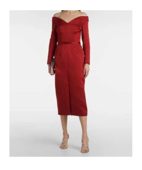 SAFIYAA LONDON Asuman Off-shoulder Midi Dress