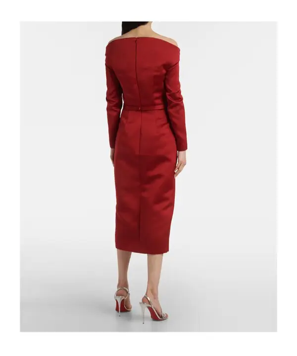 SAFIYAA LONDON Asuman Off-shoulder Midi Dress