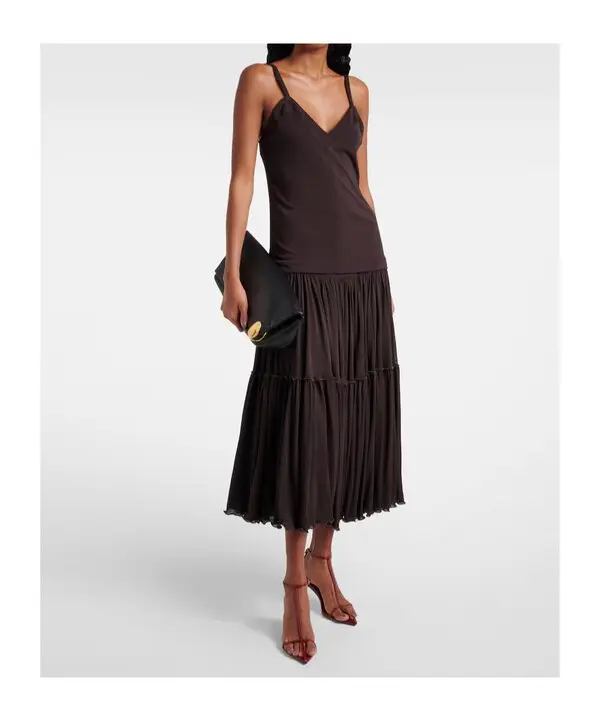 JIL SANDER Pleated Georgette Midi Skirt