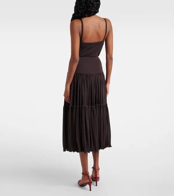 JIL SANDER Pleated Georgette Midi Skirt
