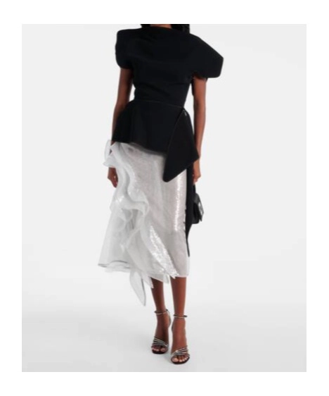 Maticevski Hymn Ruffled Sequined Midi Skirt