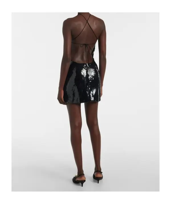 Magda Butrym Sequined Mini Dress With Floral Appliqu