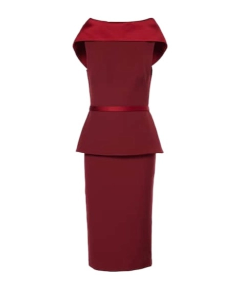 SAFIYAA LONDON Rella Draped Peplum Heavy Crêpe Midi Dress - Red