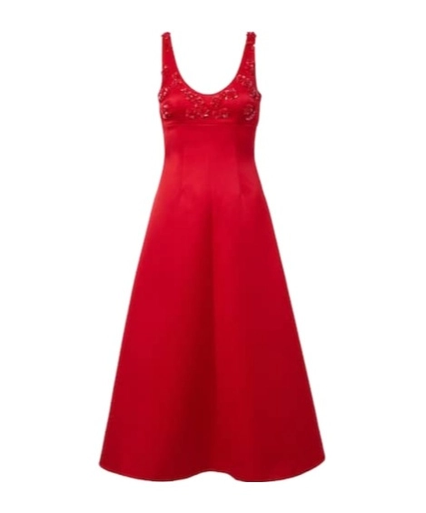 EMILIA WICKSTEAD Abella Embellished Satin Midi Dress - Red