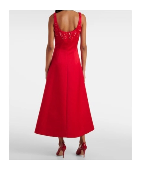 EMILIA WICKSTEAD Abella Embellished Satin Midi Dress