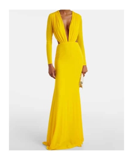 Alex Perry Ruched Open-back Crepe Jersey Gown
