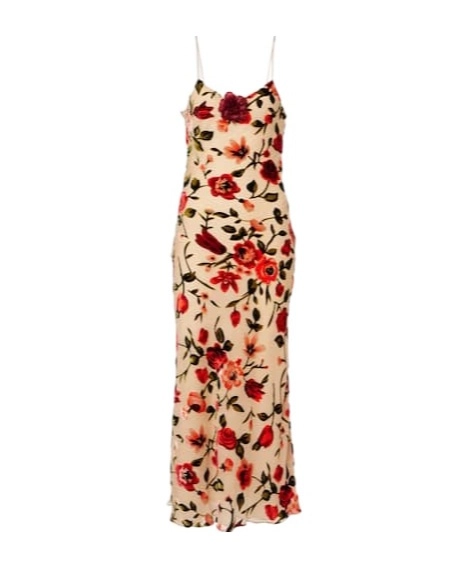 RODARTE Sheer Floral Velvet Devoré Slip Dress - Nude