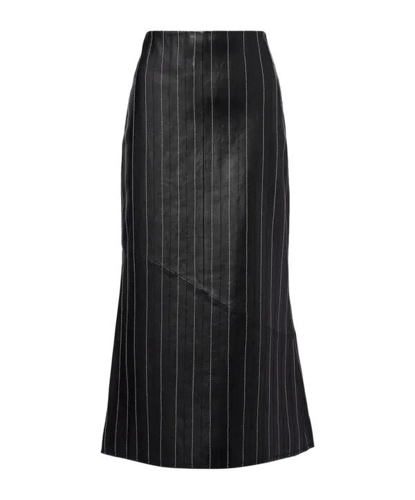 Victoria Beckham Embroidered Leather Midi Skirt