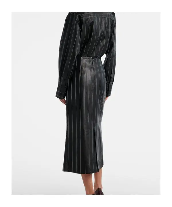 Victoria Beckham Embroidered Leather Midi Skirt