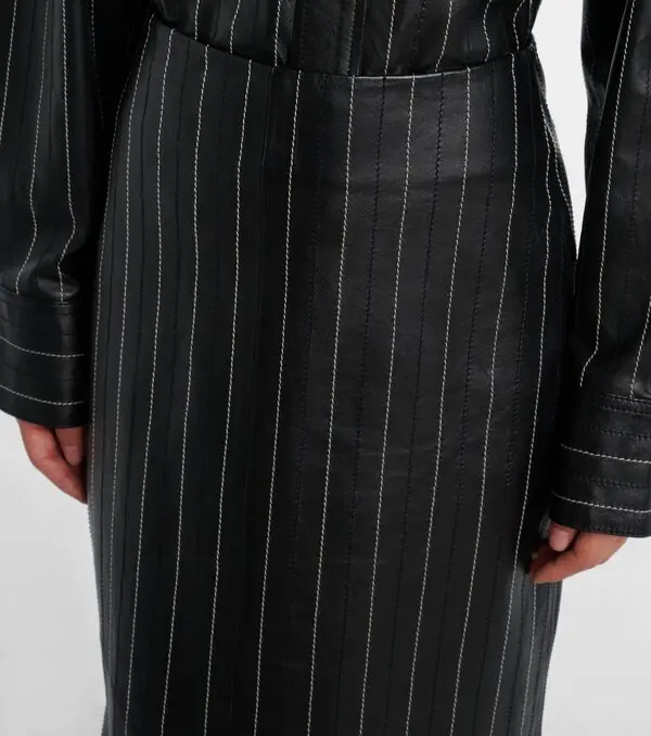 Victoria Beckham Embroidered Leather Midi Skirt