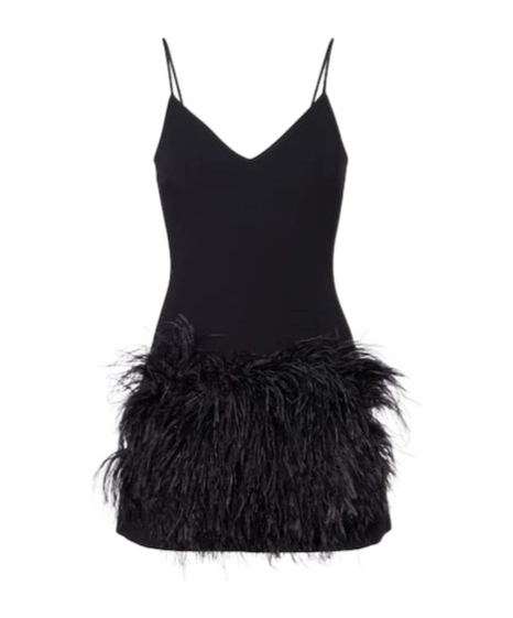 David Koma Feather-trimmed Minidress - Black