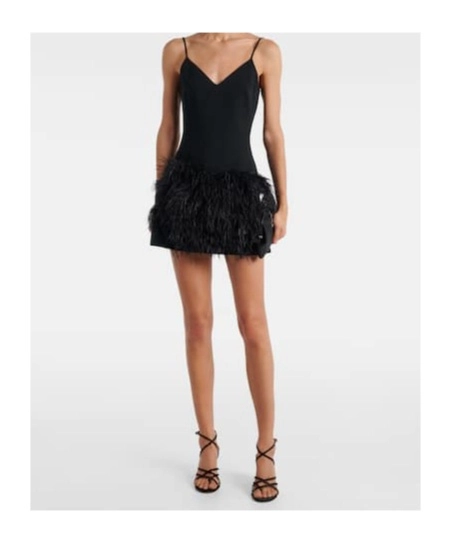David Koma Feather-trimmed Mini Dress