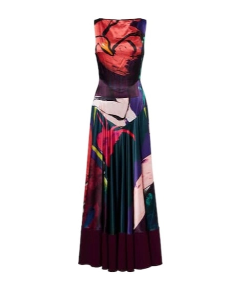ROKSANDA Munir Printed Silk Satin Gown - Black
