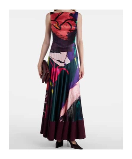 ROKSANDA Munir Printed Silk Satin Gown - Black