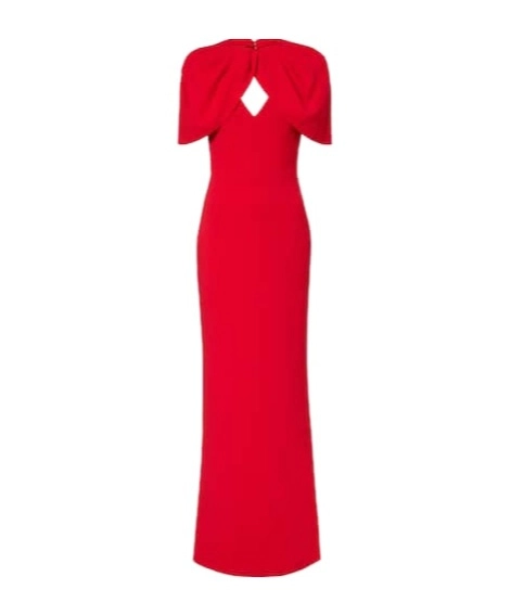 Rebecca Vallance Cameron Caped Crêpe Gown - Red
