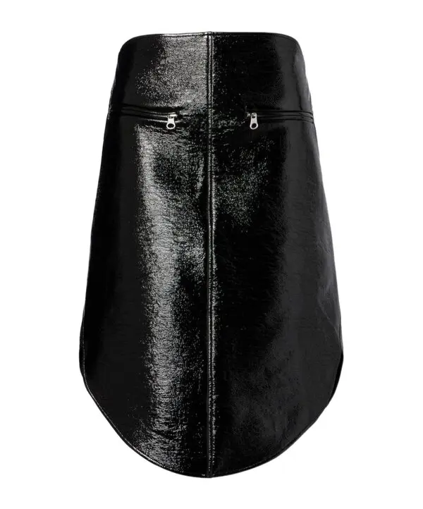 COURREGES Faux Leather Midi Skirt - Black