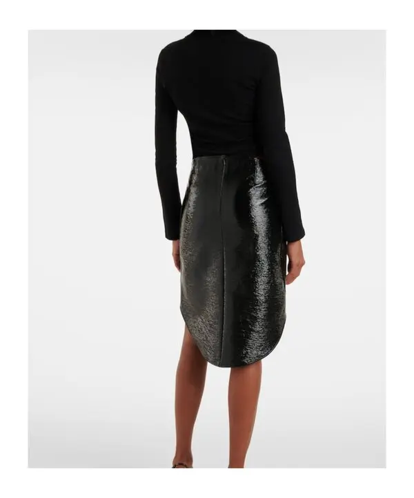 COURREGES Faux Leather Midi Skirt With Zip Pockets
