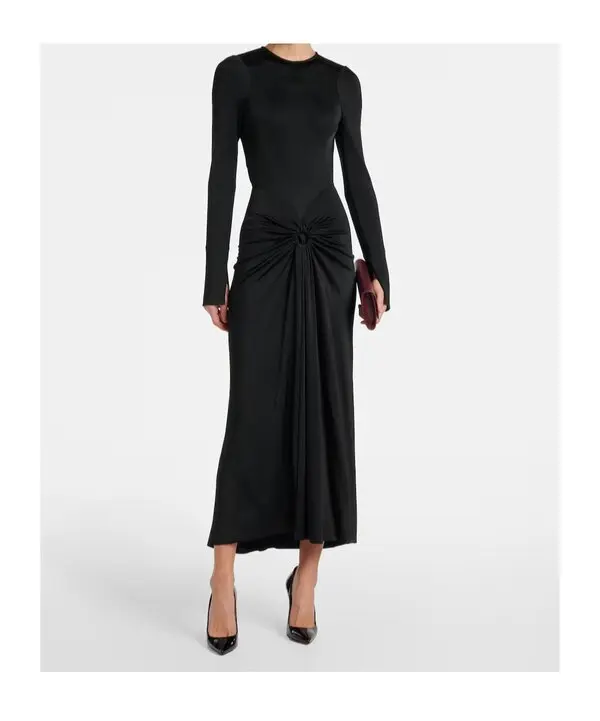 Victoria Beckham Gathered Midi Dress - Black