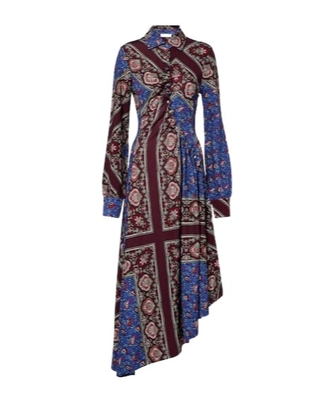 Rabanne Asymmetric Paisley Printed Midi Dress - Brown