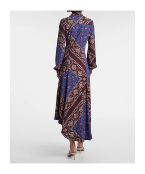 Rabanne Asymmetrical Paisley Printed Midi Shirt Dress - Brown