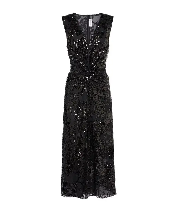 Victoria Beckham Sequined Gathered Midi Dress