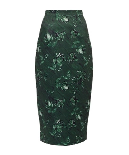 EMILIA WICKSTEAD Lorelei Floral Taffeta Faille Pencil Skirt - Green