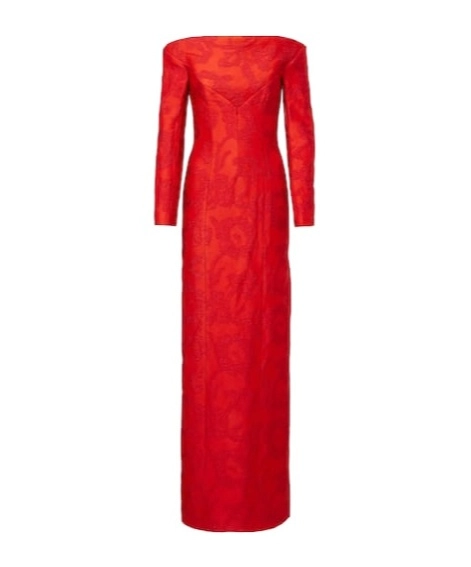 EMILIA WICKSTEAD Zarith Jacquard Off-shoulder Elliptical Maxi Dress - Red