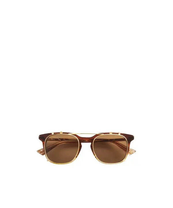Bottega Veneta Clip-on Square Sunglasses - Brown