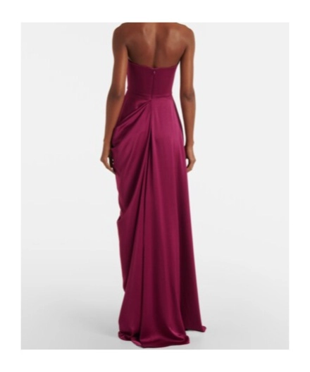 Alex Perry Draped Satin Crêpe Bustier Gown