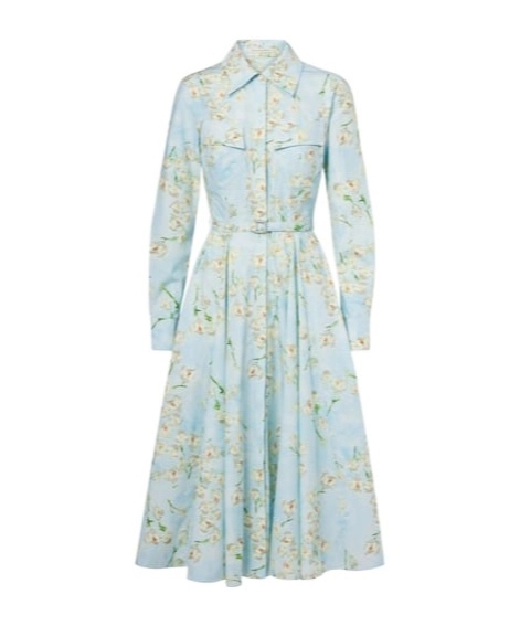 EMILIA WICKSTEAD Floral Cotton Poplin Shirt Dress - White